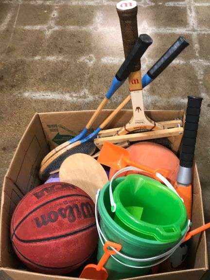 Box of balls tennis rackets Beach buckets. 4d - Lil Dusty Online ...
