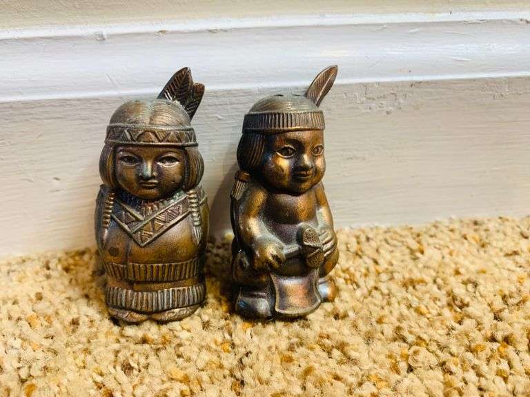 Vintage COPPER BRASS Native American Salt and Pepper shakers. Made in ...