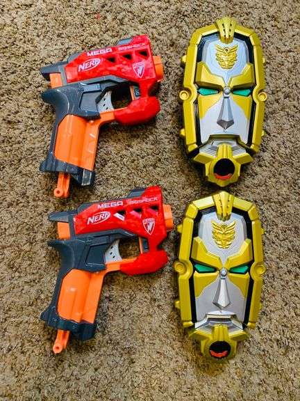 2 NERF guns and 2 Bandai Power rangers Mega Force head card readers ...