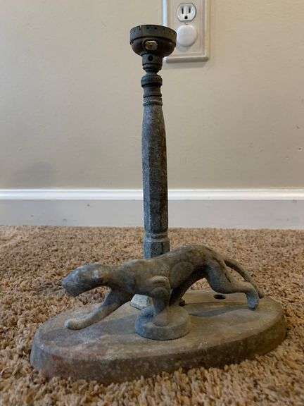 Art deco metal lamp base with leopard-restoration piece - Lil Dusty ...