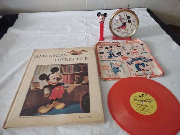 Mickey Mouse collection American Heritage book, Mickey Mouse clock ...