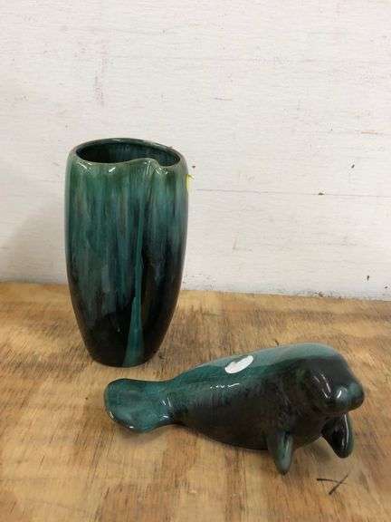 Vintage Blue Mountain Pottery - Pinched Vase & Manatee Sculpture. - Lil ...