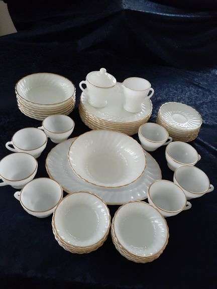 Vintage Fire-King "Swirl", Golden Shell 43 piece dinnerware set - Lil ...