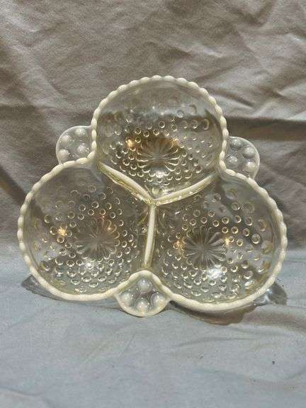 Vintage Moonstone Opalescent Glass 3 Segment Bowl 6.5 X 6.5" - Lil ...