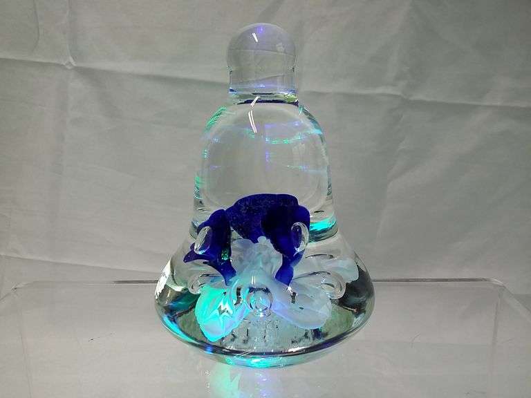 Beautiful Art Glass in a Shape of Bell Paperweight Signed "JOE RICE ...