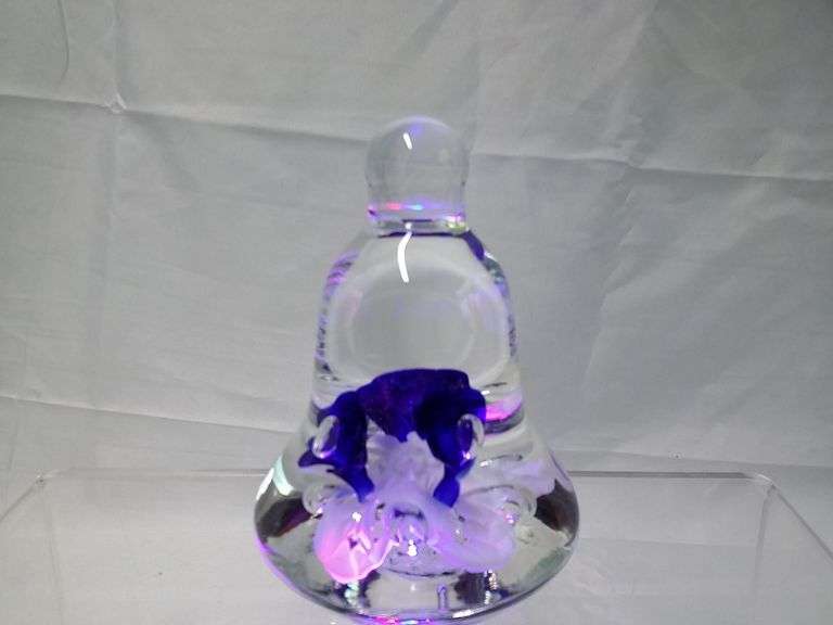 Beautiful Art Glass in a Shape of Bell Paperweight Signed "JOE RICE ...