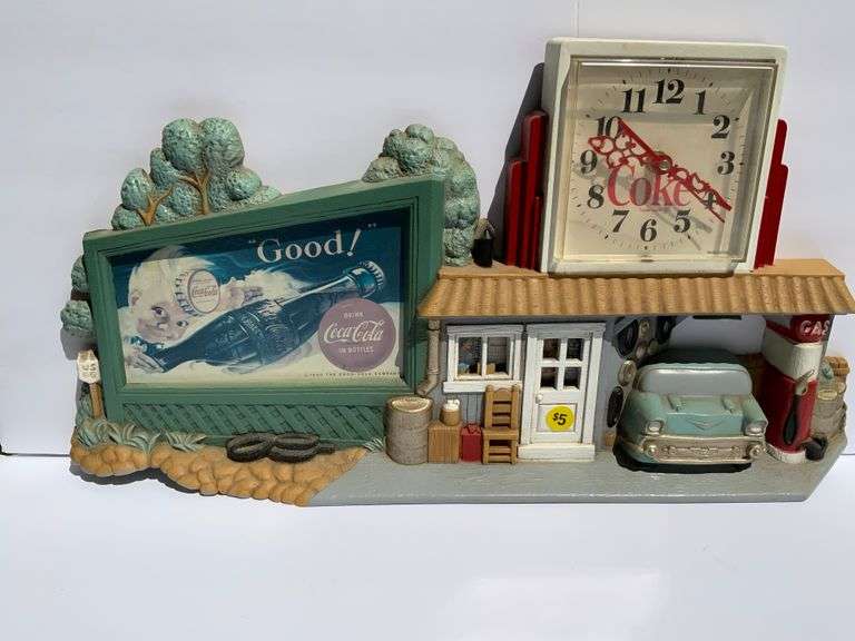 VINTAGE Coca Cola Garage Service Gas Station Route 66 Wall Clock WORKS ...