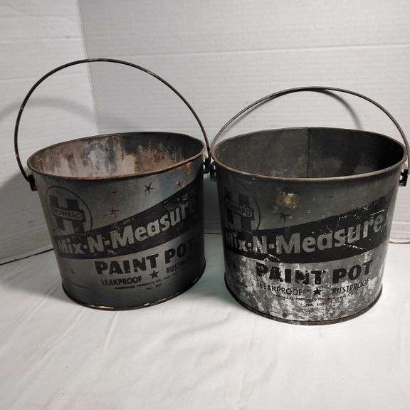 Two vintage paint buckets 6 1/2" x 8 " - cute barn style decor - Lil ...