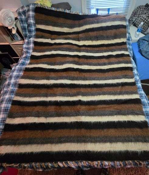 Vintage Striped Turkish Siirt Angora Kilim Blanket Area Rug - Lil Dusty ...
