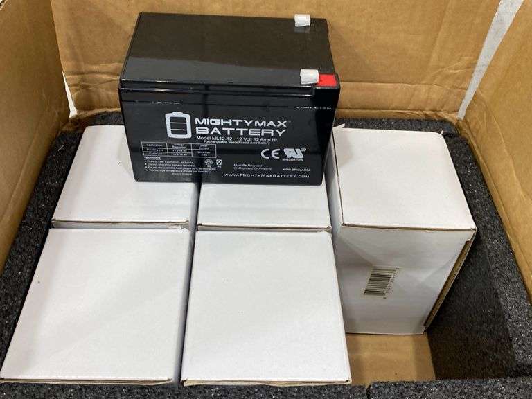Set of 6 Mighty Max batteries model ML12-12 12volt 12 amp hr, all New ...