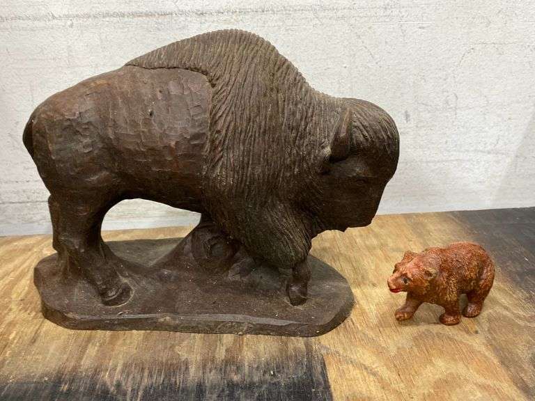 Ceramic? Bison and carved wood bear figurines. 3d - Lil Dusty Online ...