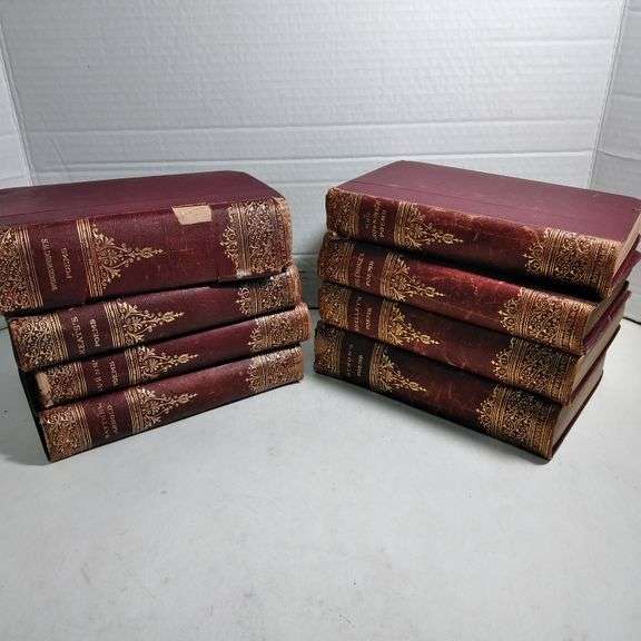 Set of eight matching poetry books - binding damage as shown - late ...
