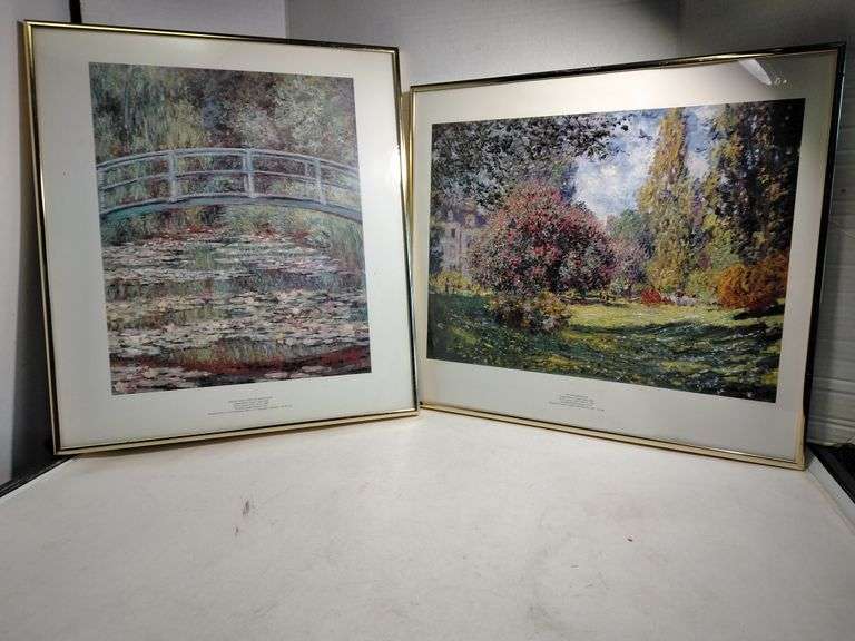 Pair of Claude Monet prints in metal frames 15" x 17" - Lil Dusty ...