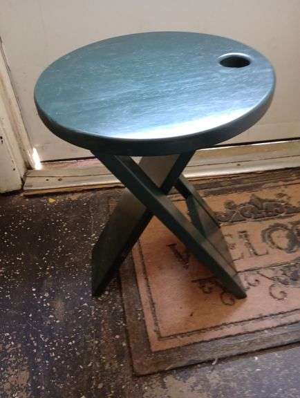 Fold up wood stool - Lil Dusty Online Auctions - All Estate Services, LLC