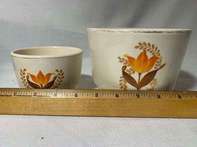 Vintage Bakerite Orange Tulip 22K Gold Trim Mixing Bowl - Lil Dusty ...