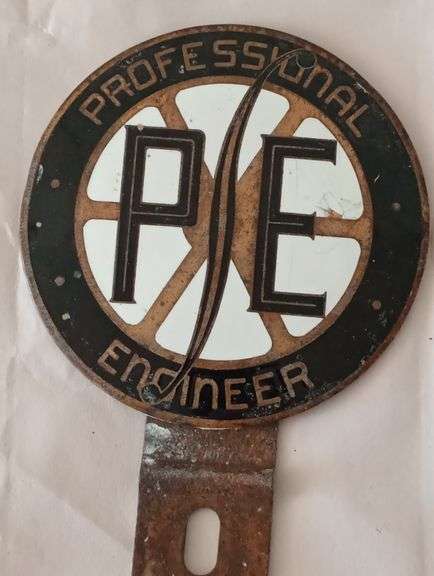 Vintage Professional Engineer enamel car badge emblem - Lil Dusty ...