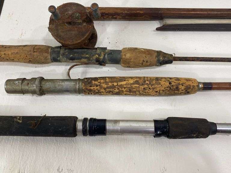Assortment of vintage fishing rods and reels. 20c - Lil Dusty Online ...