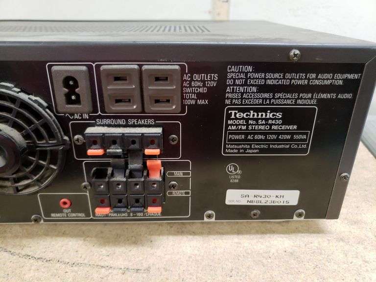 TECHNICS STEREO RECIEVER SA-R430, NEEDS POWER CORD. 2D - Lil Dusty ...
