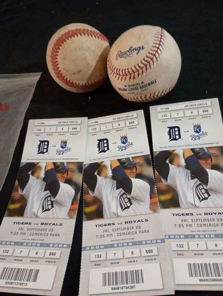 2 Baseballs and 3 Detroit Tigers ticket stubs - Lil Dusty Online ...