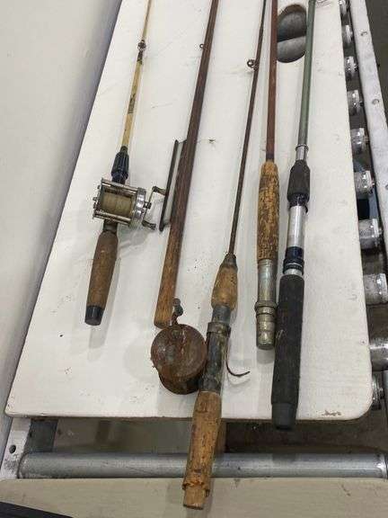 Assortment of vintage fishing rods and reels. 20c - Lil Dusty Online ...