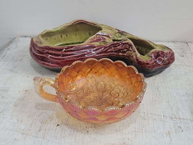 Vintage Hull Fish Shaped Planter & Carnival Glass Bowl. 4C - Lil Dusty ...