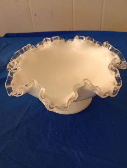 Fenton silver crest white milk glass dish - Lil Dusty Online Auctions ...