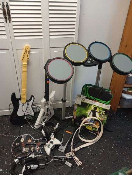 XBox 360 Rock band controllers, Dance Dance Revolution, controller and ...