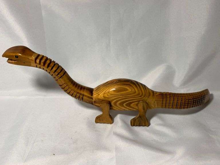 Brontosaurus/Apatosaurus Hand-Carved Wood Toy Dinosaur w/Moving Parts ...