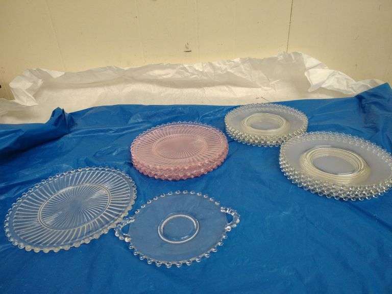 3 Pink and 10 Clear Candlewick plates - Lil Dusty Online Auctions - All ...