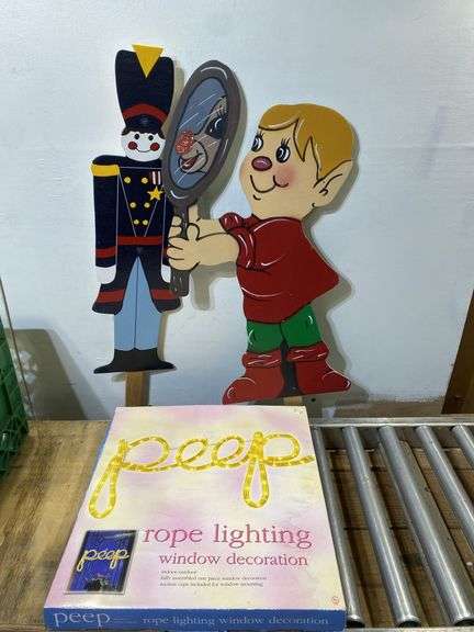 Wood holiday yard decor, rope lighting window decoration. 7c - Lil ...