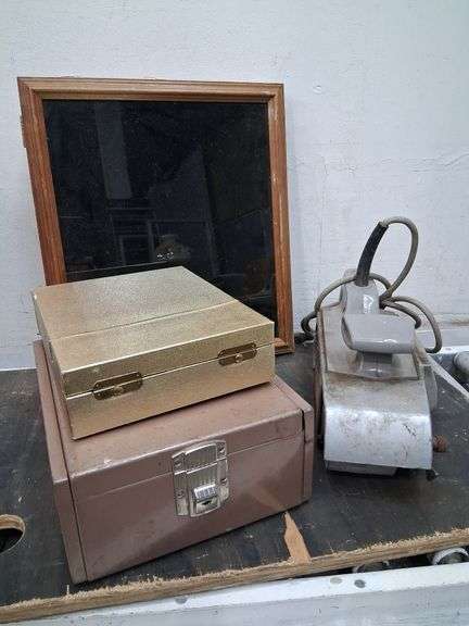 Black and Decker belt sander, metal storage, shadow box, and jewelry ...
