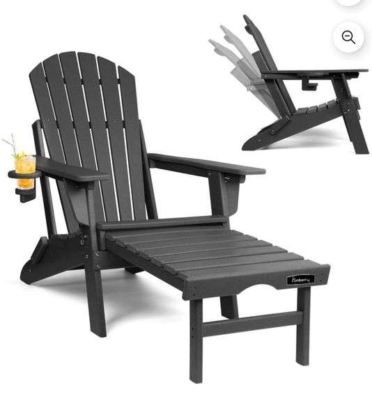 FUNBERRY Adjustable Folding Adironback Chair with Retractable Ottoman ...