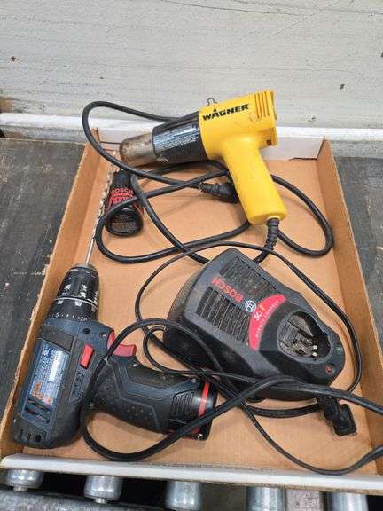 Wagner Heat Gun & Bosch 12V Cordless Drill with Battery & Charger. 5B ...