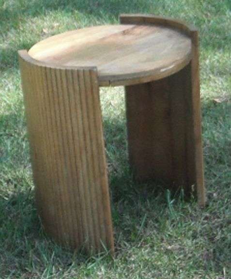 Super Nice Modernist Deco Style Fluted Round Hardwood Accent Table BIN ...