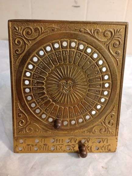 Rare vintage brass sun calendar - Lil Dusty Online Auctions - All ...