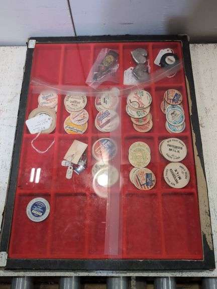 Display tray of milk caps and more. 8b - Lil Dusty Online Auctions ...
