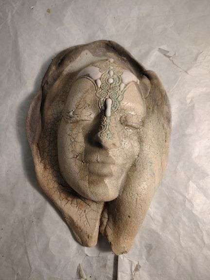 Richard Skeleton Michigan artist abstract Mid-Century MCM pottery faces ...