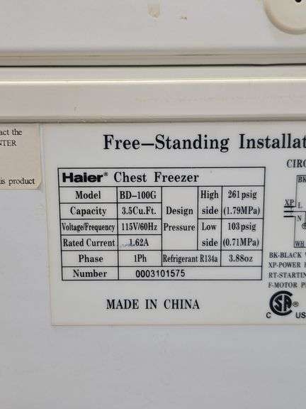 Haier Chest Freezer - Lil Dusty Online Auctions - All Estate Services, LLC
