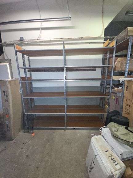 Bank of 6 six tier storage shelves - Lil Dusty Online Auctions - All ...
