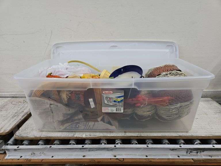 90 Qt. Storage Tote with Lid Full of Misc. Fall Decor. 20B - Lil Dusty ...