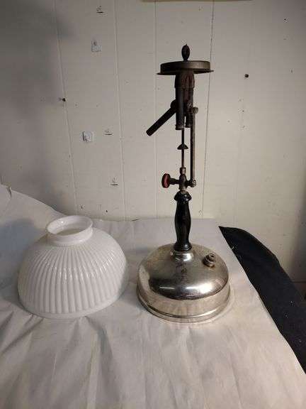 Pre 1920 Nu-Lite gas table lamp with milk glass shade - Lil Dusty ...