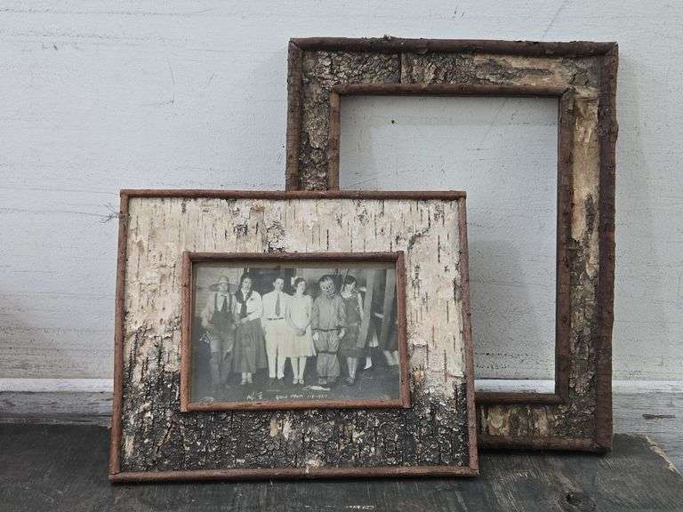 Pair of Birch Bark Frames, (1 with 1927 Prom Photo). 5D - Lil Dusty ...