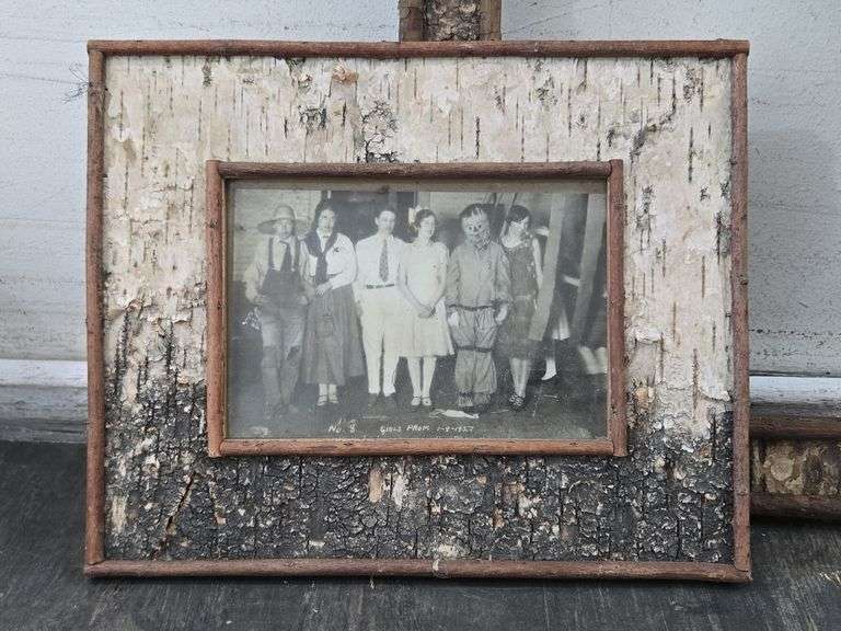 Pair of Birch Bark Frames, (1 with 1927 Prom Photo). 5D - Lil Dusty ...