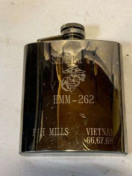 6 OZ STAINLESS FLASK WITH ENGRAVED MARINE LOGO NEW USMC - Lil Dusty ...
