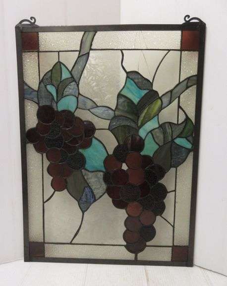 Stained Glass or Heavy Plexi/Resin Window with Steel Frame, Grapes ...