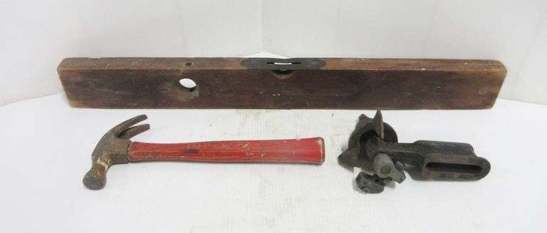 Stanley Level, Plumb Hammer, and Zim Meg Tool - Albrecht Auction Service