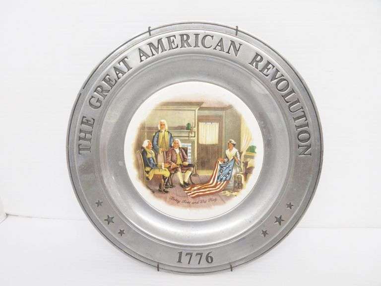1976 "The Great American Revolution" Pewter Plate with Plate Wall ...
