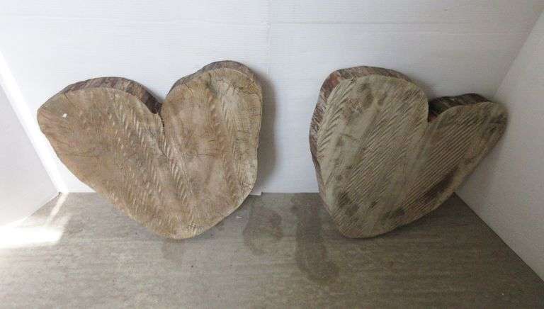 (2) Live Edge Rough Sawn Heart Shaped Maple Boards, Size Varies ...