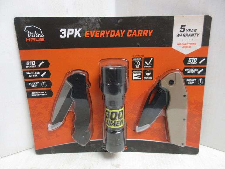 Haus Three-Pack Knife/Flashlight Kit - Albrecht Auction Service