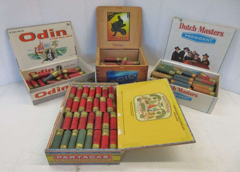 (4) Cigar Boxes of Older Paper Shotgun Shells, Various Size, For ...